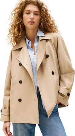 Tommy Hilfiger Damen Trenchcoat Cotton Short Kurz, Beige (Beige), 38