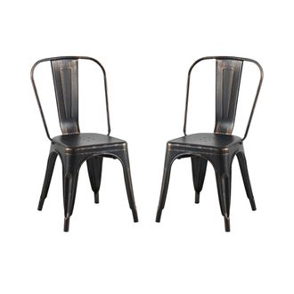 AC Pacific Stapelbare Esszimmerst&uuml;hle aus Metall, 2er-Set, f&uuml;r den Innen- und Au&szlig;enbereich, robuster Stapelsitz, Bauernhausk&uuml;che, Bar, Terrasse, Bistro, Caf&eacute;, In