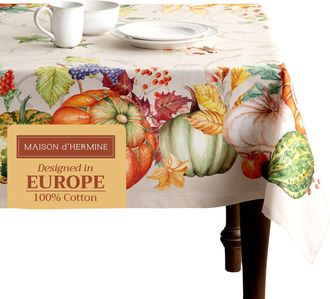 Maison d'Hermine Tischdecke, 100% Baumwolle, dekorativ, waschbar, quadratisch, f&uuml;r K&uuml;che, Esszimmer, Buffet und Camping, Lumina, Thanksgiving/Weihnachten (137,2 x 137,
