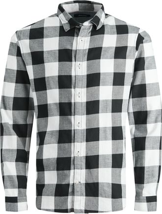 Jack & Jones JACK&JONES Hemd Slim Fit Business Shirt Weiches Langarm Twill Oberteil aus Baumwolle JJEGINGHAM
