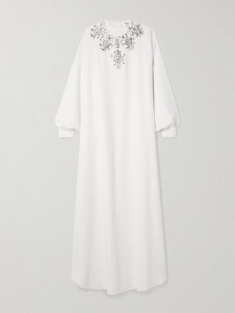 Zuhair Murad Robe Aus Cady Mit Kristallen - Weiß