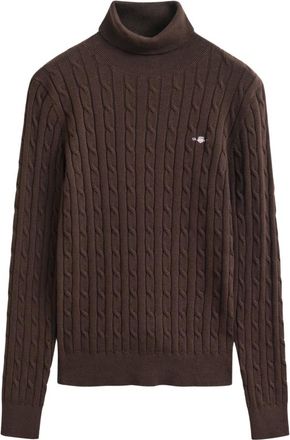 GANT Pull &agrave; col roul&eacute; en coton stretch torsad&eacute; - Femme - Pulls - Brun - Taille: 40 FR