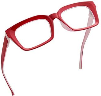 Eyekepper Lunettes de lecture pour femmes - Lunettes surdimensionnées au design carré Rabat de bouclier rouge 2.5