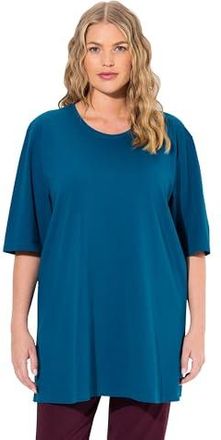 Ulla Popken Femme Grandes Tailles Jusqu&agrave; la Taille 74. T-Shirt Basic, Haut, Regular Fit, col Rond, Manches mi-Longues, Bleu Vert 66+ 486910768-66+