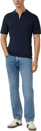 s.Oliver Poloshirt mit Strick-Muster und kurzes Rei&szlig;verschluss