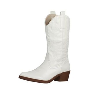Elara Bottes Femmes de Cowboy Motard Chunkyrayan 301-A32P Weiss-41