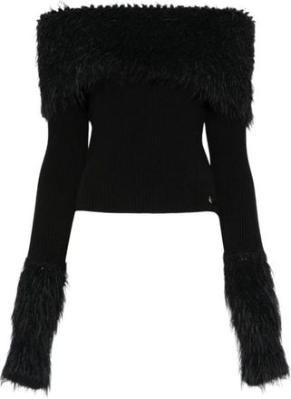 Jean Paul Gaultier Femme, Pulls, Noir, Taille: 38 FR Pull en maille c&ocirc;tel&eacute;e et duveteuse