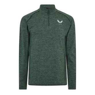 Castore Body Mapped Fleece-Oberteil f&uuml;r Herren, mit kurzem Rei&szlig;verschluss (Kiefer/Grau)