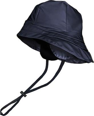 Toutacoo Chapeau de Pluie imperm&eacute;able Bleu Marine, Unisexe, &agrave; Large Bord, avec jugulaire et prot&egrave;ge Oreilles, int&eacute;rieur Polaire (03- Bleu Marine)