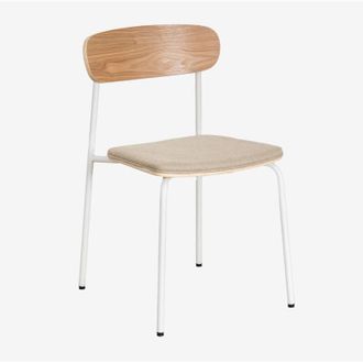 Sklum 2er-Pack stapelbare Esszimmerst&uuml;hle aus Eisen und Holz Wilpier Beige Tapioca - Sklum