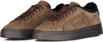 Santoni Low-Top Sneaker - Sneaker aus Veloursleder - Gr. 42,5 (EU) - in Braun - f&uuml;r Damen