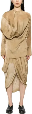 Uma Wang Draped Silk Blouse - Brown
