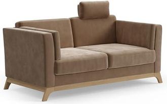 Cavadore Cavadore 2,5er-Sofa Vida / 2,5-Sitzer Couch im trendigen Design mit massivem Holzrahmen in Buche, Kopfstütze mit Kuschelkissen / 183 x 84 x 93 / Mikro