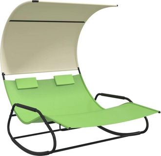 vidaXL Vidaxl - Doppel-Schaukelliege mit Sonnendach Grün und Creme