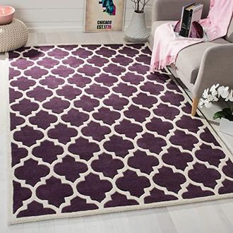 Safavieh Tapis Contemporain Pour Salon, Salle à manger, Chambre à coucher - Chatham Collection, Tapis à poil court, Mauve et Ivoire, 183 X 274 cm