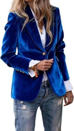 TOMWELL Blazer Femme en Velours Côtelé à Manches Longues Veste Costume à Revers Business Devant Ouvert Manteau A Bleu L