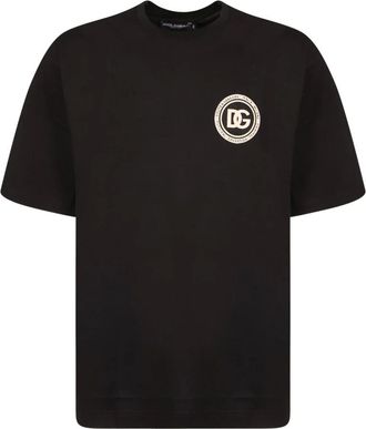 Dolce & Gabbana Homme, Sport, Noir, Taille: 2XL Logo Patch T-Shirt
