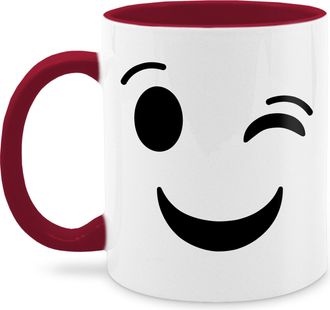 Shirtracer Tasse Tassen 325ml - & Fasching - Zwinker Emoticon Karneval I Zwinkern I Zwinker Gesicht - 325 ml - Bordeauxrot - karnevalstasse fasching- smile kaffe