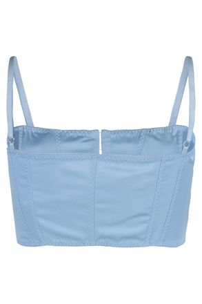 ANNA OCTOBER Womens Light Blue Cropped Top Polyester Tops