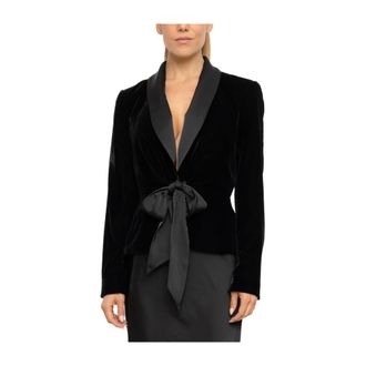 Ralph Lauren Blazer en velours avec en satin - Femme - Vestes - Noir - Taille: 34 FR