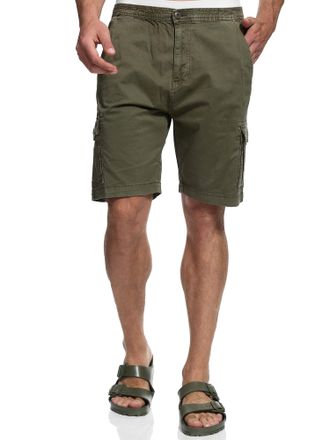 Indicode Herren Kinnaird Chino Cargo Shorts | Stretch Hose Bermuda Herrenshorts f. Männer Army, XXL