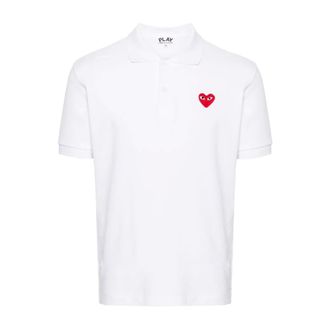 Comme Des Garçons Femme, Tops, Blanc, Taille: 44 FR Polo Blanc avec Logo Coeur
