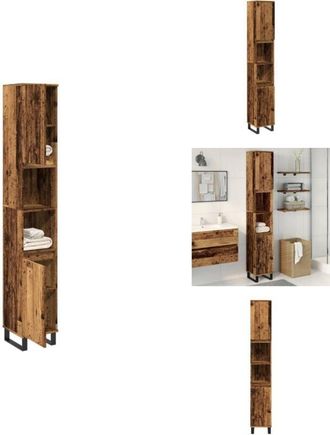 vidaXL Badschrank Altholz-Optik 30x30x190 cm Holzwerkstoff - Badschrank - Badschränke - Badezimmerschrank - Schrank