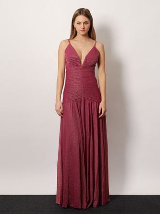 PatBo Womens Long Viscose Dress With Metallic Effect Purple