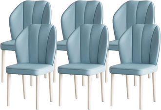 Generic Mid Century Esszimmerstuhl-Set Aus 4/6 - Moderner Küchen-Esszimmerstuhl Aus Kunstleder Mit Weißen Beinen Aus Karbonstahl, Armloses Design, Weiches Gro