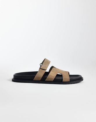 Steve Madden Manu - Sandales &agrave; brides en daim - Taupe-Neutre