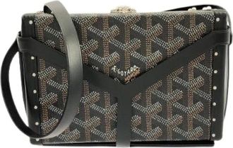 Goyard Pre-owned Minodi&egrave;re Sac bandouli&egrave;re en cuir de veau et toile enduite - Femme - Pre-owned - Noir - Taille: ONE Size