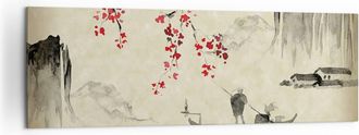 Arttor Panorama Bilder auf Leinwand 160x50cm Leinwandbild Blume Kirschen Japan Groß XXL Wanddeko Bild Schlafzimmer Küche Wandbilder Dekoration Wohnzimmer Wal