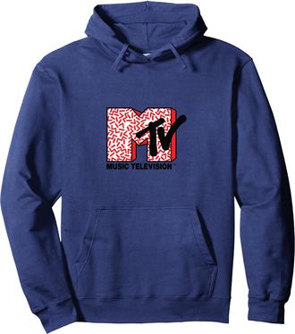 Giesswein Logo mit rotem Allover-Linien-Print Pullover Hoodie