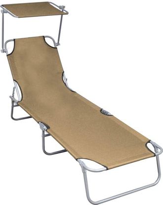 vidaXL Klappliege mit Sonnenschutz Taupe Aluminium vidaXL