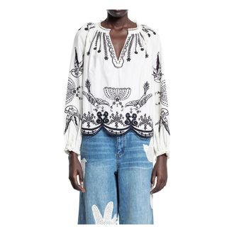 Sea NY Femme, Blouses et Chemises, Blanc, Taille: 36 FR Chemisier brod&eacute; saisonnier avec bordure festonn&eacute;e