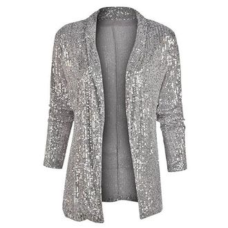 Generic Blazer Femme Veste &Agrave; Sequins pour Femme Cardigan L&eacute;ger &Agrave; Manches Longues Et Ouverture sur Le Devant Blazer Scintillant &Agrave; Paillettes Tenue D&eacute;contract&eacute;e