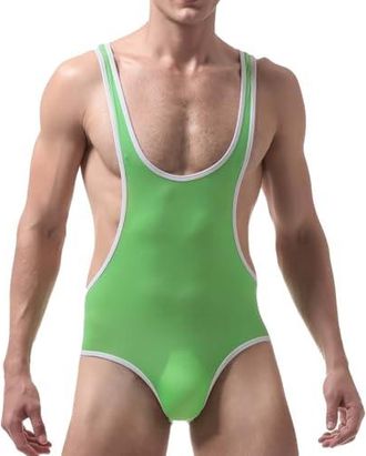 Generic Body sexy pour homme - Sexy - Maille Jockstrap - Sous-v&ecirc;tements - Combinaison dhuile - Combinaison de lutte - Coupe haute - Transparent - Combinaison 