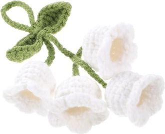 Hemobllo Porte-cl&eacute;s Fleur Tricot&eacute;e Laine Blanche Pendentif D&eacute;coratif Suspendu pour Porte-cl&eacute;s ou Miroir de Voiture Ornement L&eacute;ger et Compact Au Crochet