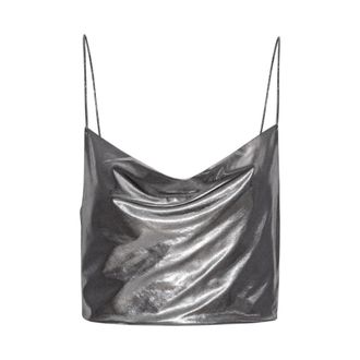Rotate Metallic Crop Top in Silber - - Tops - Damen - Grau - XL