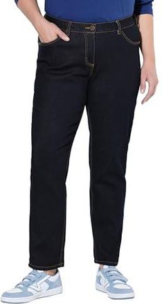 Ulla Popken Jeans, Boyfriend Pantalon d&eacute;contract&eacute;, Bleu fonc&eacute; Denim, 36W / 32L Femmes