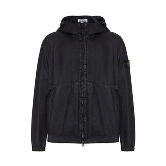 Stone Island Homme, Vestes, Noir, Taille: S Hooded Zip Jacket