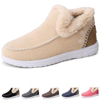 Generic Bottes orthop&eacute;diques confortables en polaire &agrave; enfiler, pour homme et femme, chaussures plates avec doublure en peluche, confortables, chaudes et anti