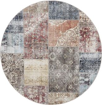 benuta Basic Waschbarer Teppich George - Multicolor 160 cm Rund - Kunstfaser - Rund & im Style: Vintage, Ethno-Style, Shabby Chic - Pflegeleicht f&uuml;r