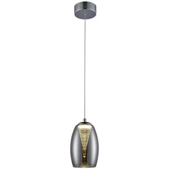 Brilliant Lampe Metropolis led suspension 1 lumi&egrave;re chrome / verre fum&eacute; 1x cob led 5W int&eacute;gr&eacute;, 500lm, 3000K R&eacute;glable en hauteur / c&acirc;ble peut &ecirc;tre raccourci