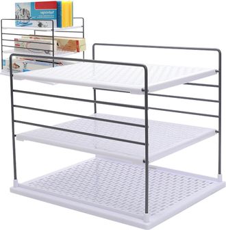 Generico Arbeitsplattenregal, abnehmbar, 3 Ebenen, Stufenregal f&uuml;r Arbeitsplatte, Rack und Schreibtisch, f&uuml;r Badezimmer, Wohnzimmer, Schreibtisch, Schminktisch