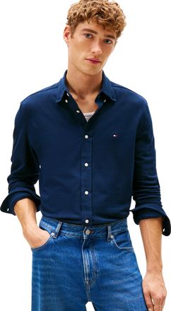 Tommy Hilfiger Herren Knit Pique Featherweight Mw0Mw41690 L/S Shirt, Blue (Dark Night Navy), M