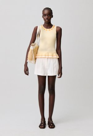 Claudie Pierlot Stricktop mit Rundhals und Blumen