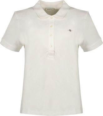 GANT Damen Slim Sheild Cap Sleeve Pique Polo, White, XX-Large