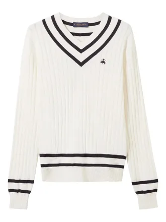 Brooks Brothers pull &agrave; logo brod&eacute; - Blanc