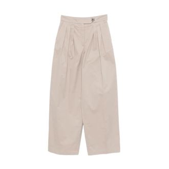 Emporio Armani Baumwollhose mit B&uuml;gelfalten - - Trousers - Damen - Beige - M